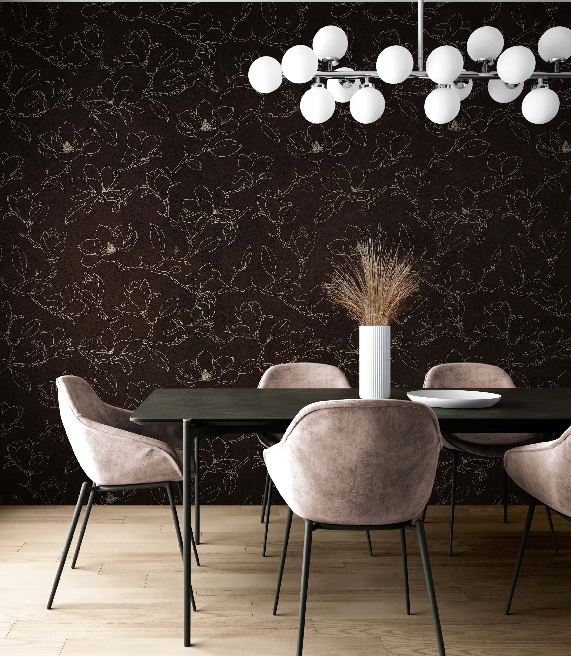 Brown Floral Wallpaper - StickerBrand